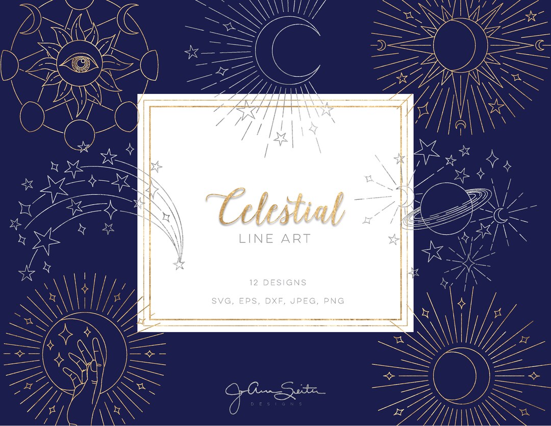 Celestial Single Line SVG Clip Art Files, Instant Digital Download - Etsy
