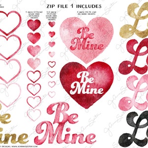 Valentine's Day Watercolor Clip Art, Pink and Red Watercolor Heart Clip ...