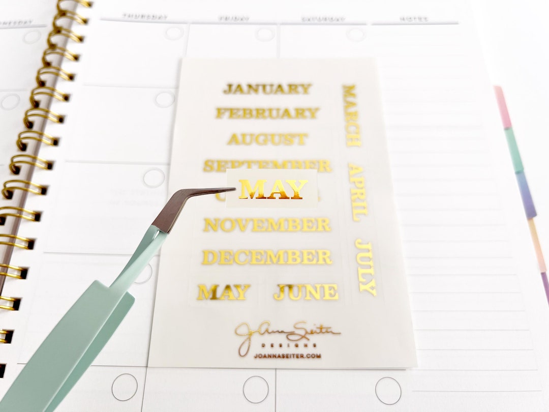 Gold Foil Month Name Stickers for Planners and Journals - Etsy
