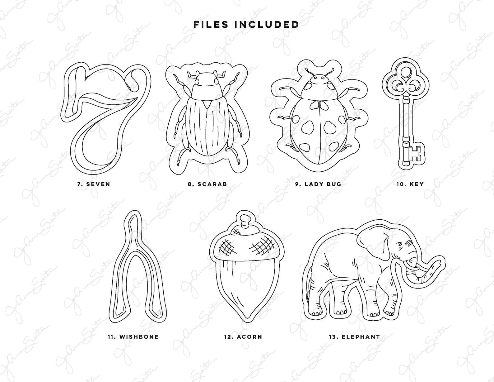 Single Line SVG Files of Good Luck Symbols Scrapbook Clip | Etsy