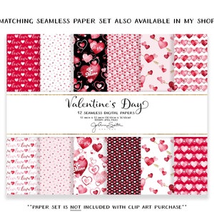 Valentine's Day Watercolor Clip Art, Pink and Red Watercolor Heart Clip ...