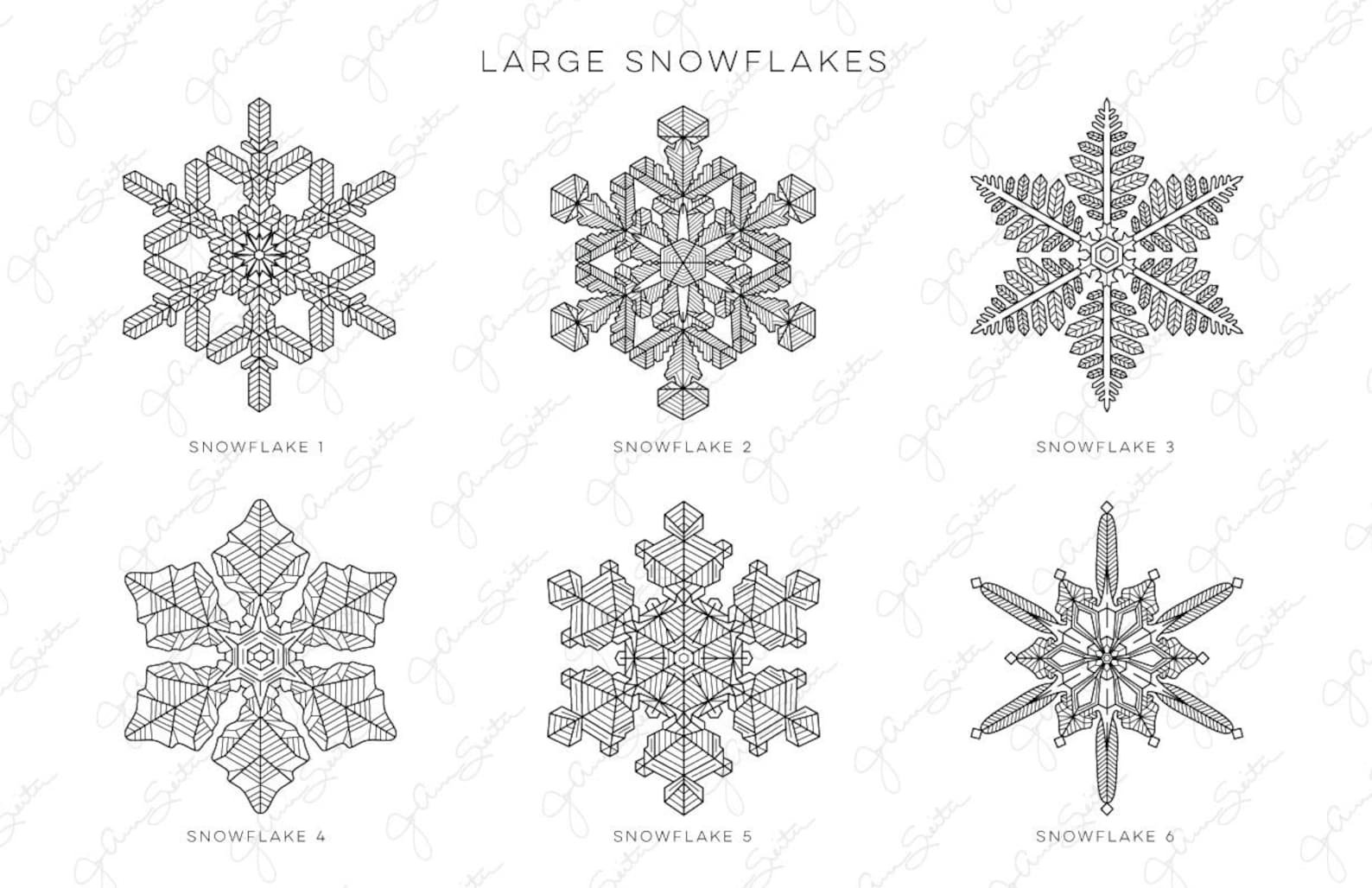 Snowflake Holiday Clip Art, Single Line SVG, Instant Digital Download ...