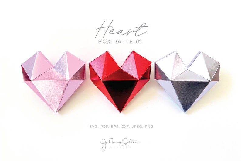 3D Low Poly Heart Box SVG File Valentine's Day Candy Box | Etsy