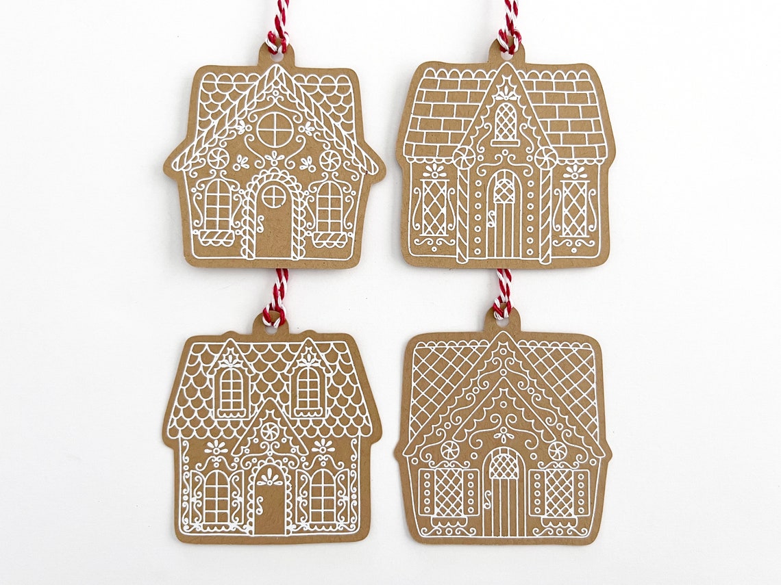 Gingerbread House Gift Tags, Set of 12 - Etsy