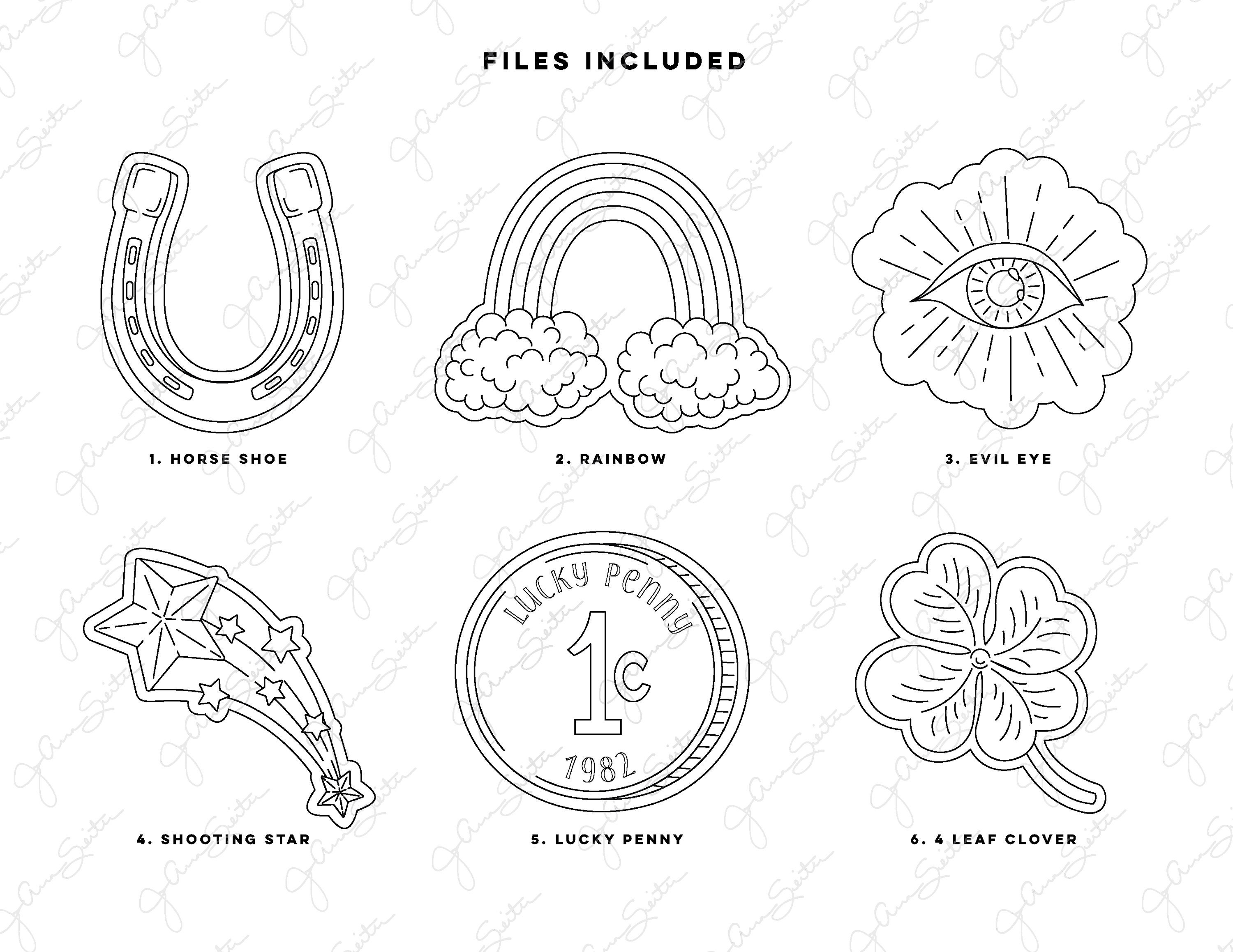 Single Line SVG Files of Good Luck Symbols Scrapbook Clip | Etsy