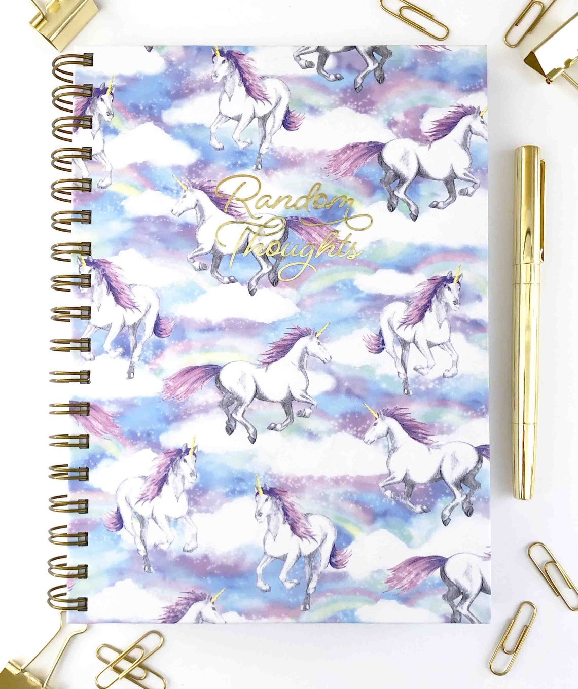 Personalized Unicorn Notebook With Rainbows Hardcover Spiral - Etsy