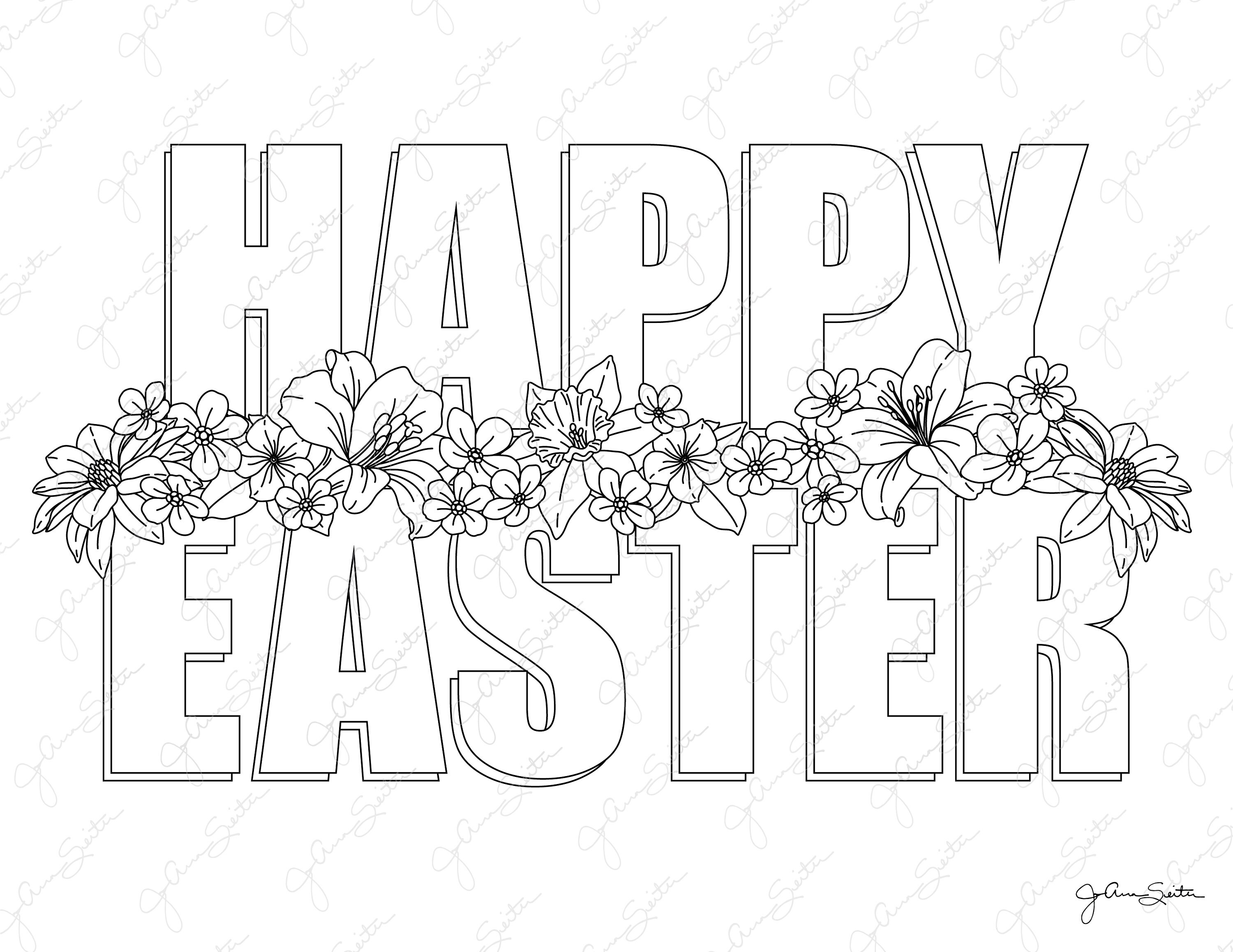 Easter Coloring Pages, Printable Floral Coloring Sheets — JoAnna Seiter