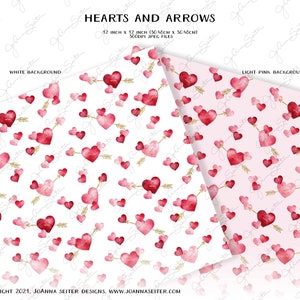 Valentine's Day Printable Paper Pack, Pink and Red Watercolor Heart ...