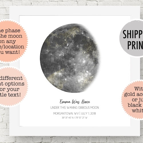 Personalized Moon Phase Print Personalized Anniversary Gift | Etsy
