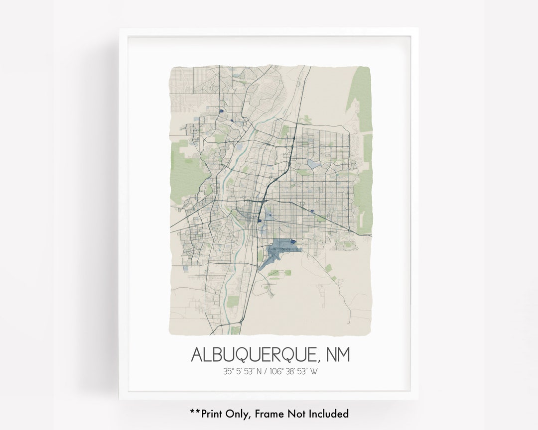 Albuquerque NM City Map Art Print, Hometown Map Poster, City Map New ...