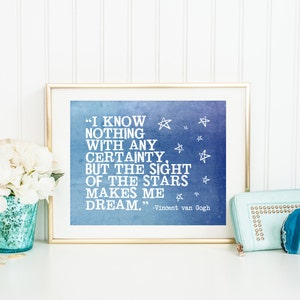 Van Gogh Quote, Star Wall Art Quotes, Blue Printable Quotes, Digital ...