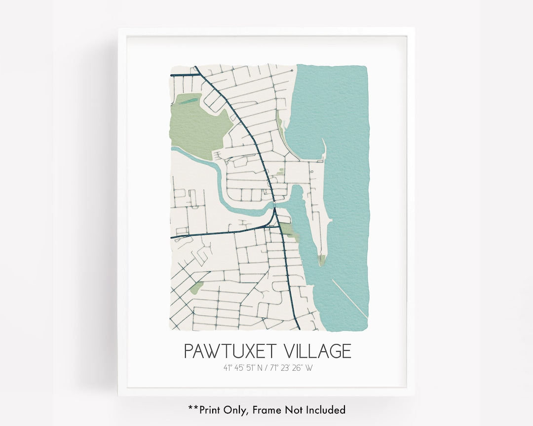 Pawtuxet Village RI City Map Art Print, Hometown Map Poster, City Map ...