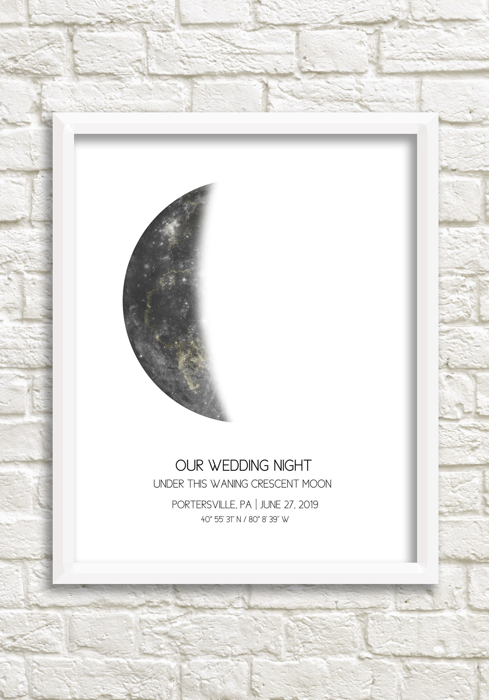 Custom Moon Print, Custom Anniversary Print, Personalized Moon Phase ...