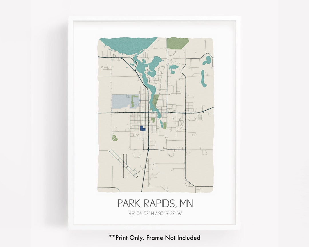 Park Rapids MN City Map Art Print, Hometown Map Poster, City Map ...