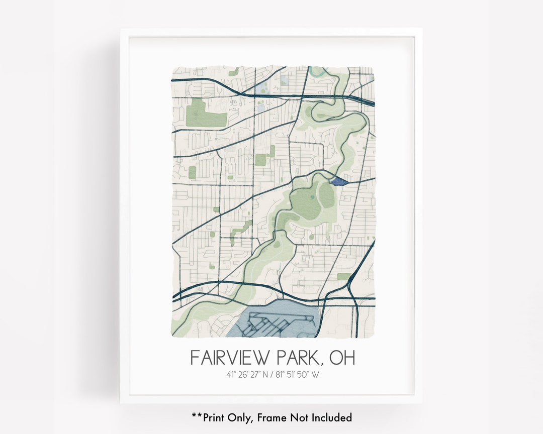 Fairview Park OH City Map Art Print, Hometown Map Poster, City Map Ohio ...