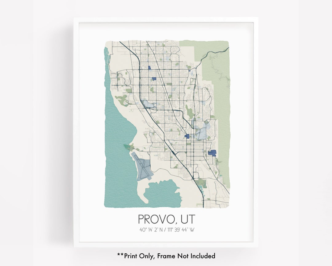 Provo UT City Map Art Print, Hometown Map Poster, City Map Utah, Map ...
