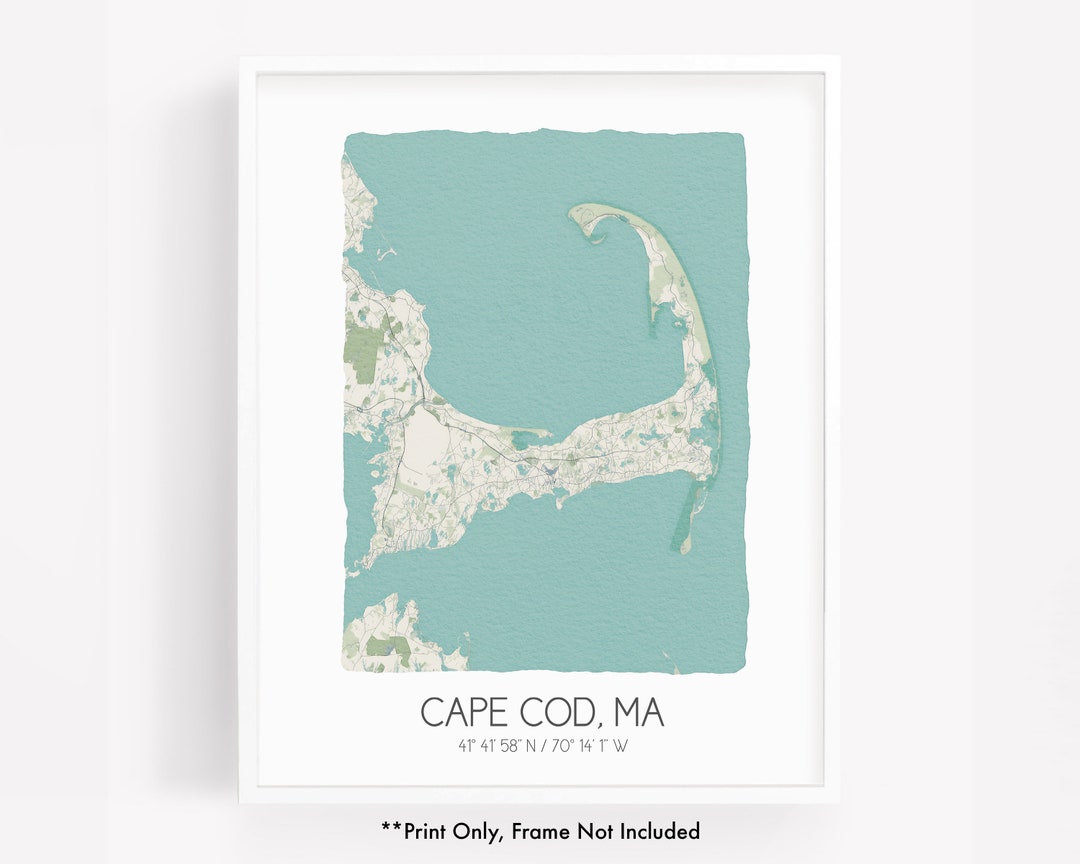 Cape Cod MA City Map Art Print, Hometown Map Poster, City Map ...