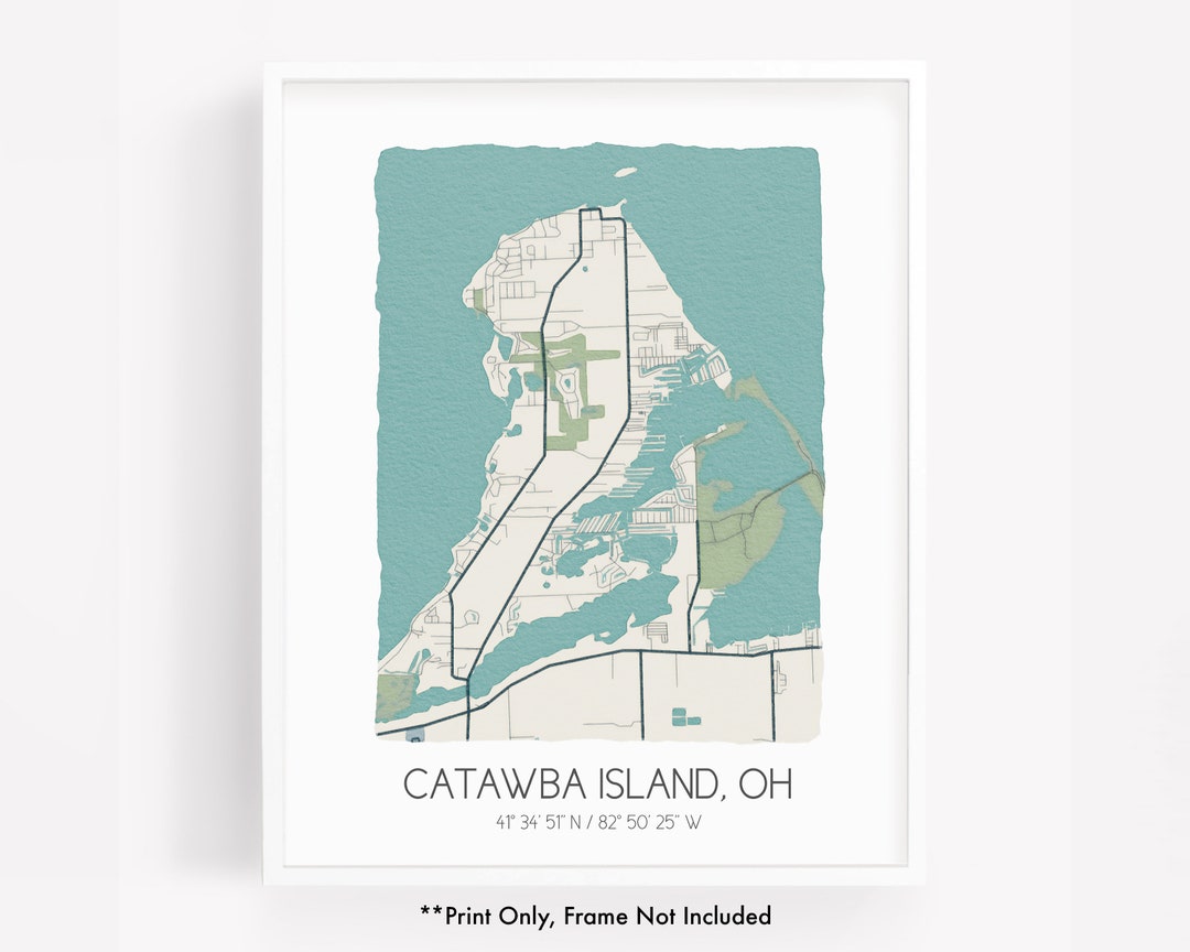 Catawba Island OH City Map Art Print, Hometown Map Poster, City Map ...