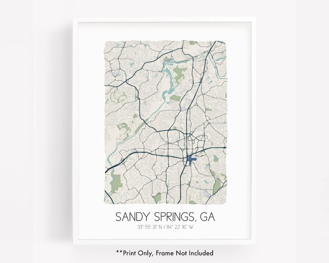 Sandy Springs GA City Map Art Print, Hometown Map Poster, City Map ...