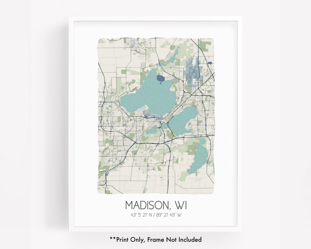 Madison WI City Map Art Print, Hometown Map Poster, City Map Wisconsin ...