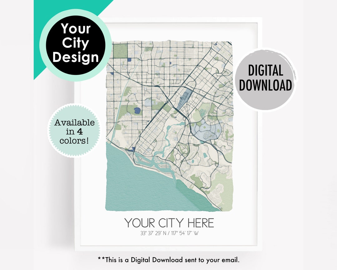 Custom Map Printable, Custom Watercolor Map Download, Personalized Map ...