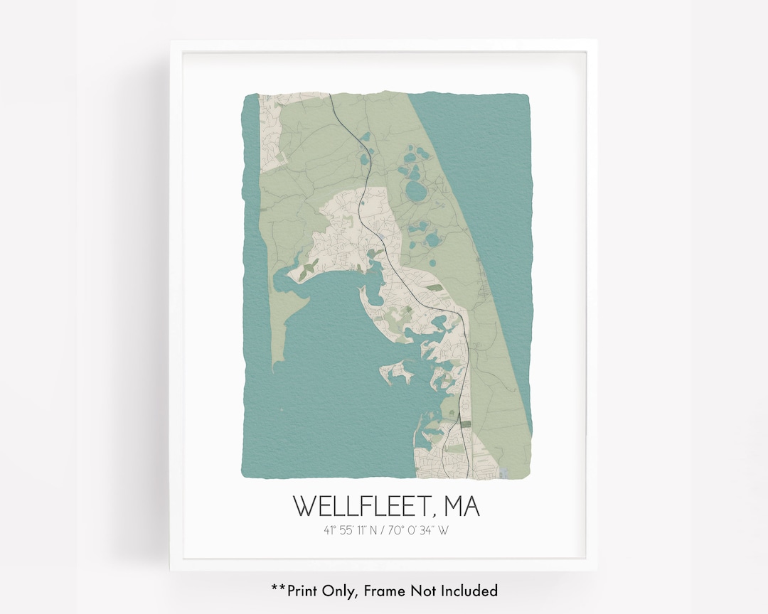 Wellfleet MA City Map Art Print, Hometown Map Poster, City Map ...