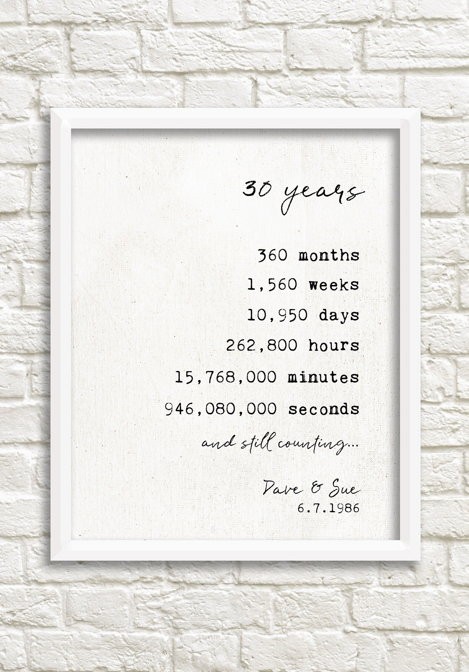 Year Anniversary Gift Custom Anniversary Countdown 30th - Etsy
