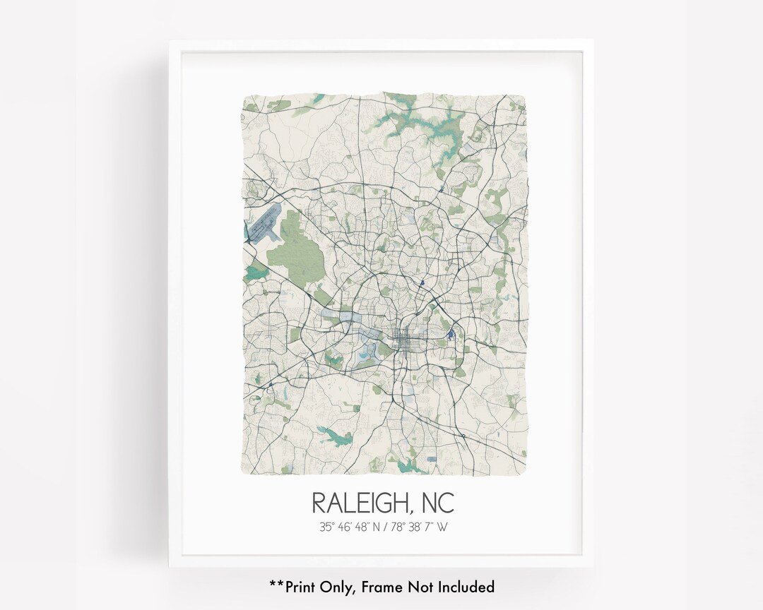 Raleigh NC City Map Art Print, Hometown Map Poster, City Map North ...