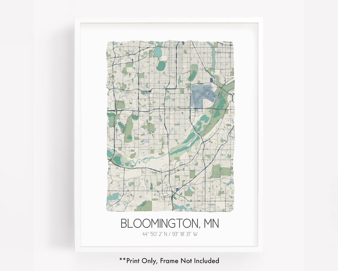 Bloomington MN City Map Art Print, Hometown Map Poster, City Map ...