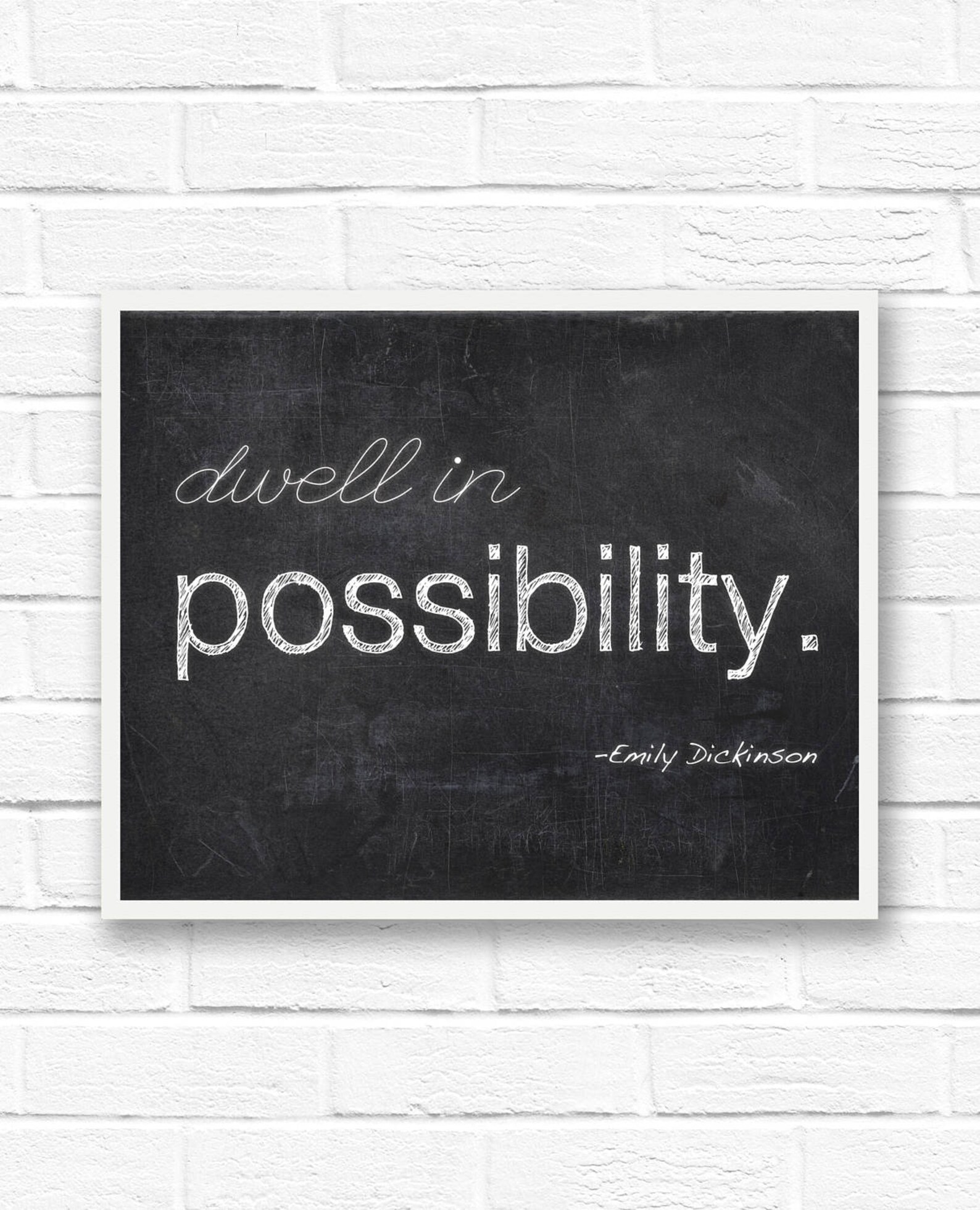 Word art print Emily Dickinson quote art black and white | Etsy