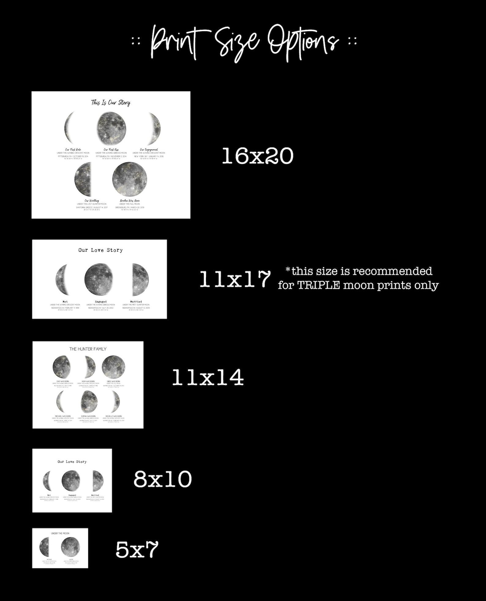 Custom Moon Phase Print Personalized Moon Print Unique Gift | Etsy