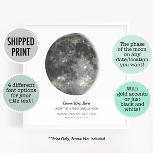 Personalized Moon Phase Print, Personalized Anniversary Gift for Him ...