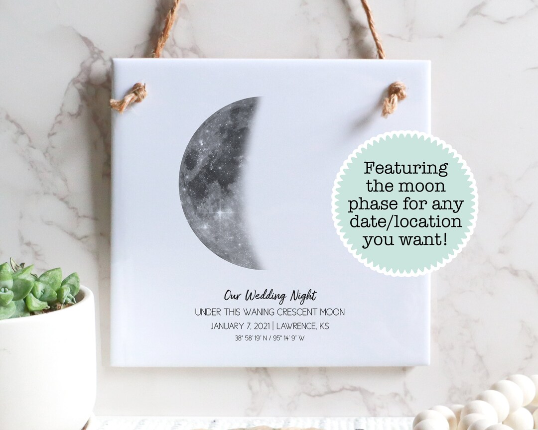 Custom Moon Phase Tile, Personalized Moon Gift, Anniversary Gift for ...