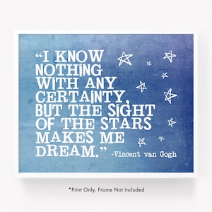 Star Print, Van Gogh Quote, Inspirational Quotes, Blue Wall Art Quotes ...
