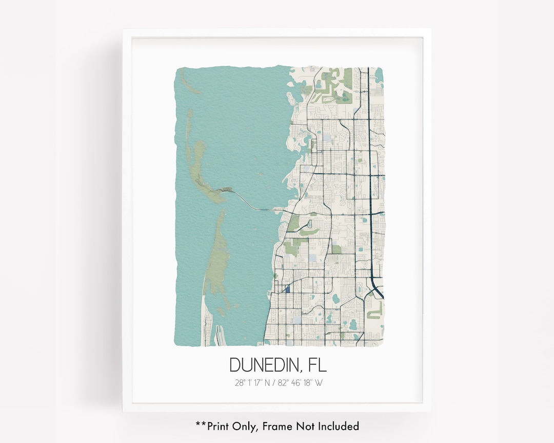 Dunedin FL City Map Art Print, Hometown Map Poster, City Map Florida ...