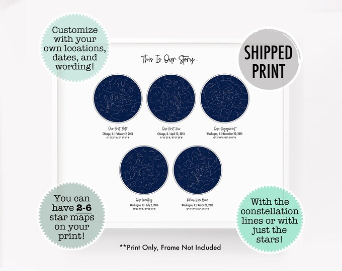 Family Star Map Download, Custom Birth Star Map Printable, Personalized ...