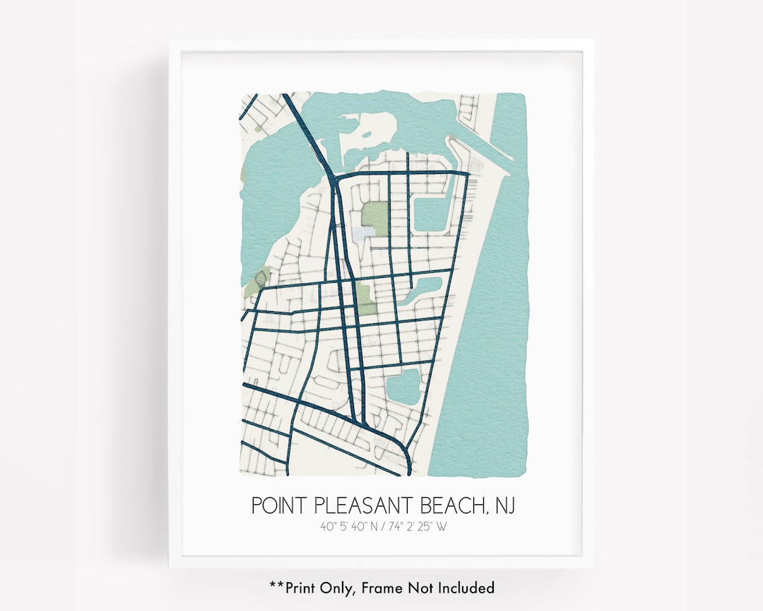 Point Pleasant Beach NJ City Map Art Print, Hometown Map Poster, City ...