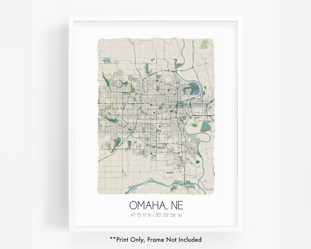 Omaha NE City Map Art Print, Hometown Map Poster, City Map Nebraska ...