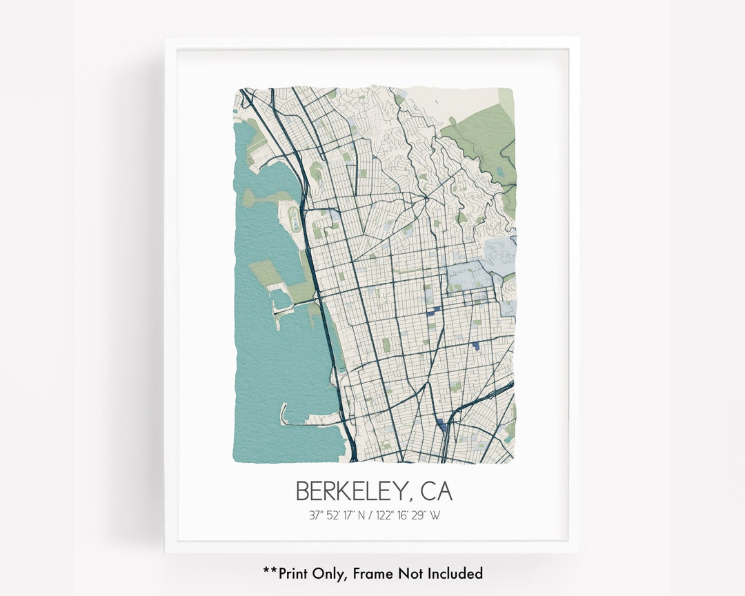 Berkeley CA City Map Art Print, Hometown Map Poster, City Map ...
