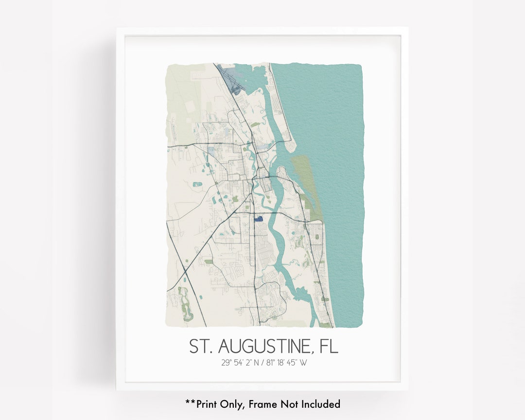 St. Augustine FL City Map Art Print, Hometown Map Poster, City Map ...