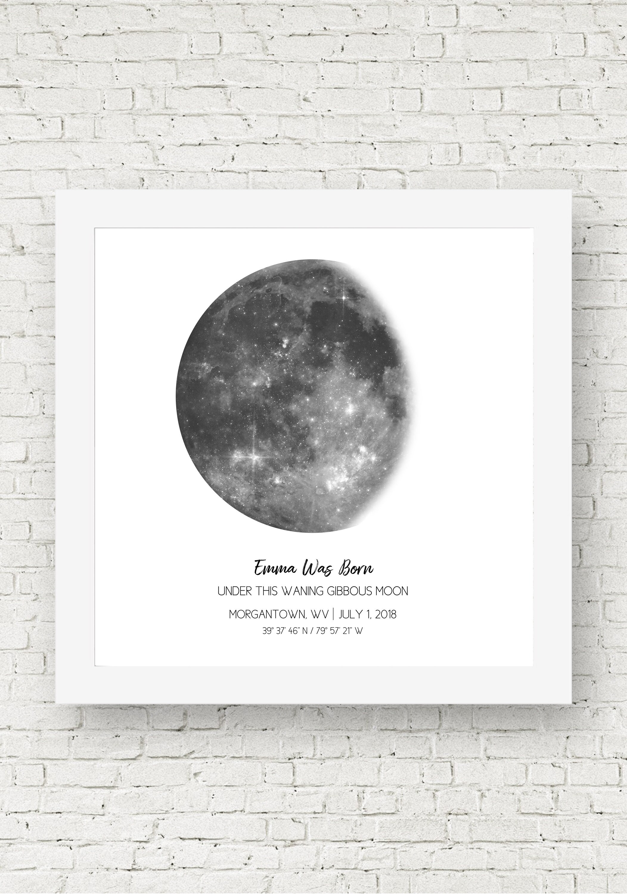 Moon Phase Downloadable Print, Personalized Moon Printable, Custom Moon ...