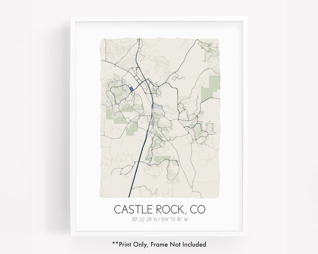 Castle Rock CO City Map Art Print, Hometown Map Poster, City Map ...