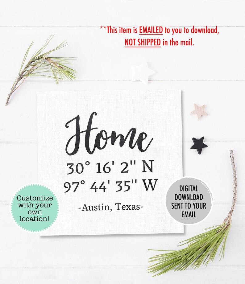 Latitude Longitude Printable Custom Coordinates Print Home - Etsy