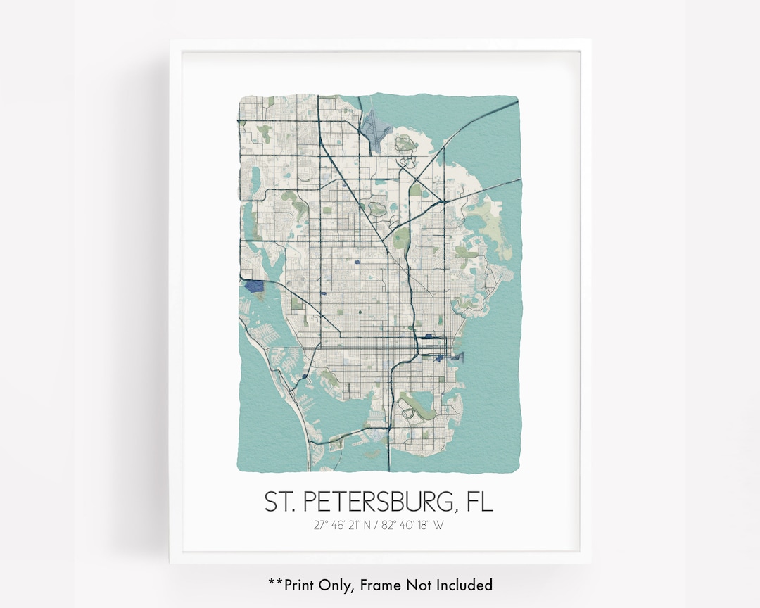 St. Petersburg FL City Map Art Print, Hometown Map Poster, City Map ...