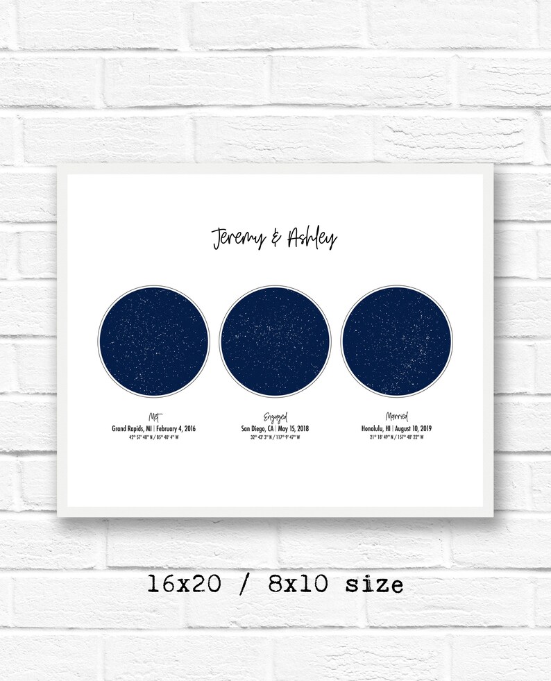 Triple Star Map Anniversary Download 3 Star Chart - Etsy