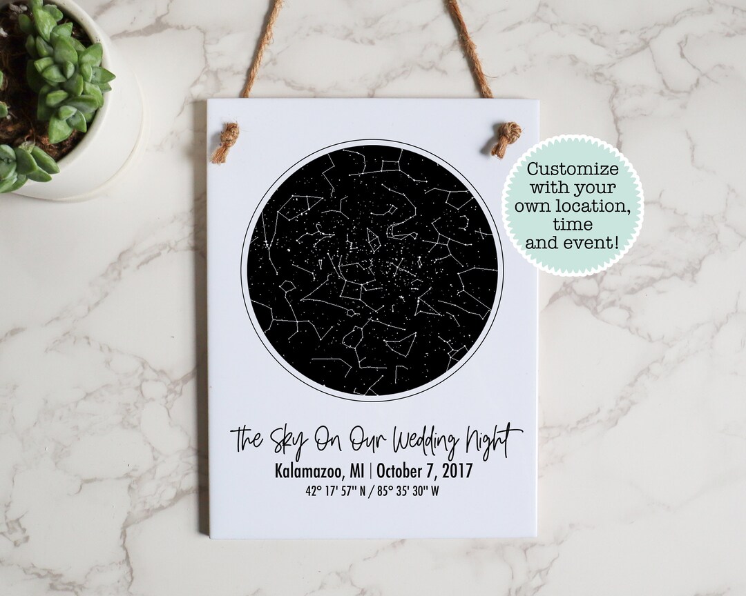 Custom Star Map, Personalized Star Chart Print on Tile, Custom Wedding ...