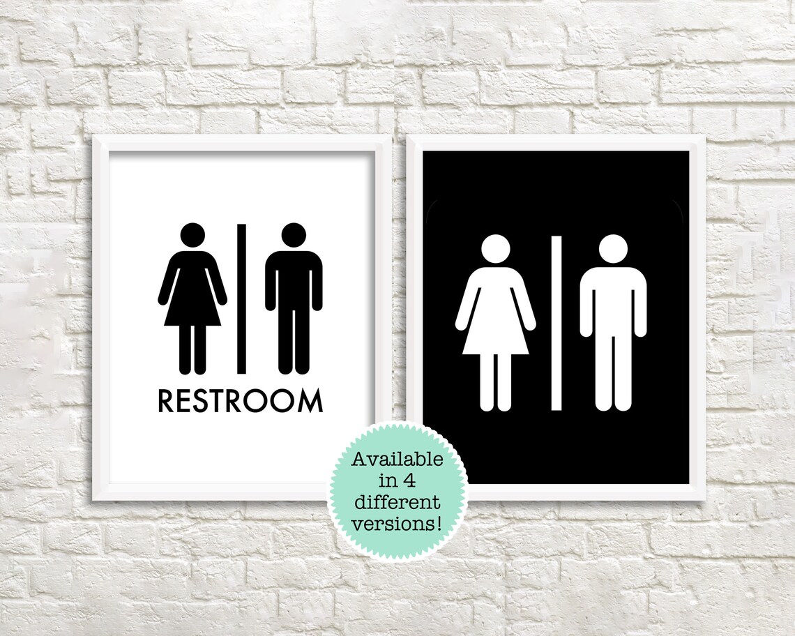 Printable Bathroom Art, Custom Bathroom Door Art, Black and White ...