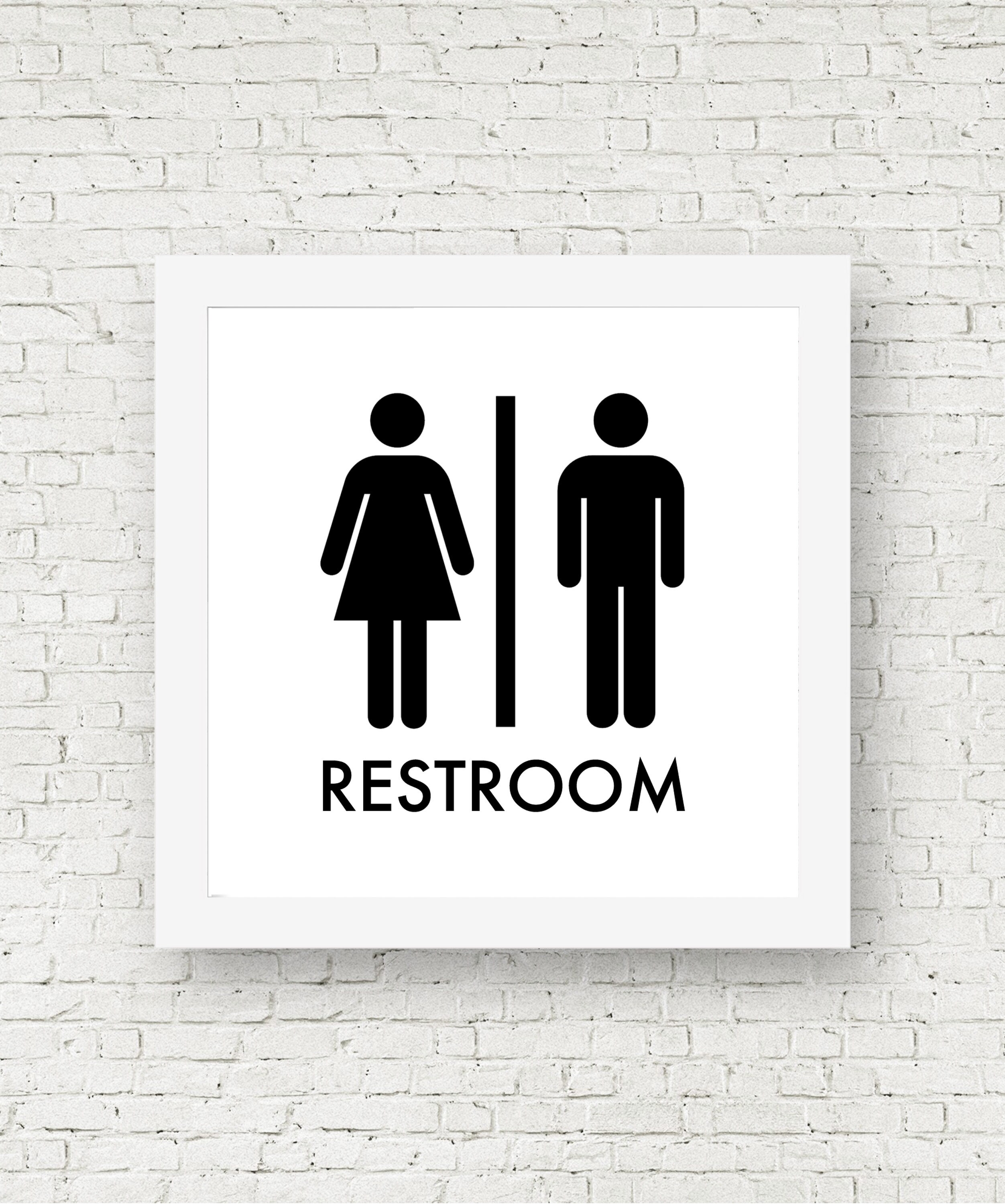 Unisex Restroom Sign Black and White Bathroom Printable Sign | Etsy