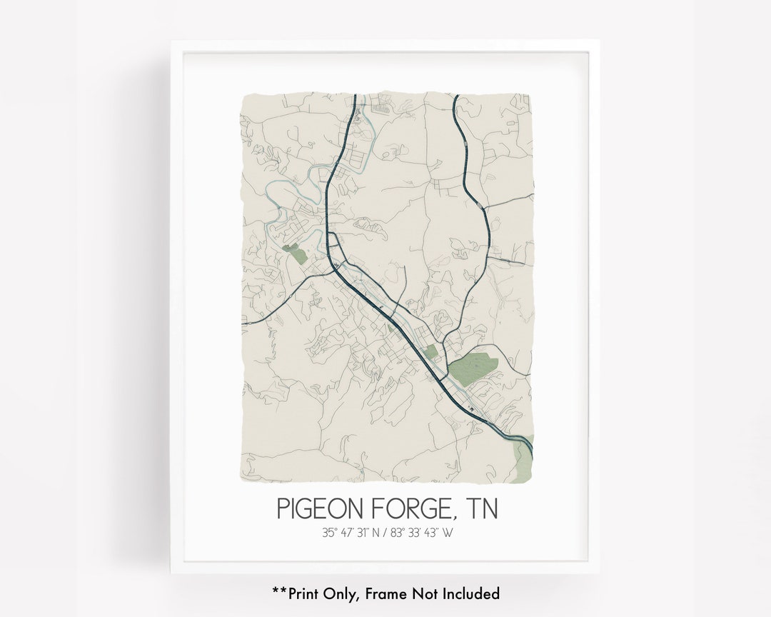 Pigeon Forge TN City Map Art Print, Hometown Map Poster, City Map ...