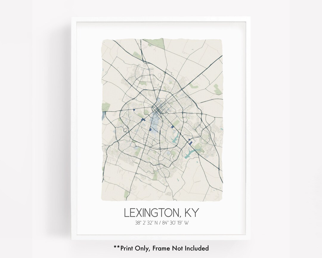 Lexington KY City Map Art Print Hometown Map Poster City Map - Etsy